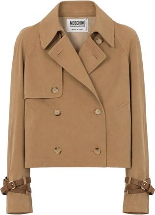 Moschino Femme, Manteaux, Brun, Taille: 36 FR Trench-coat en gabardine de coton m&eacute;lang&eacute;