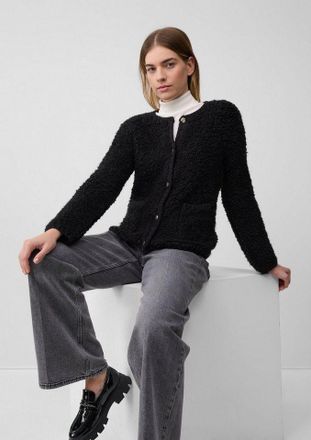 s.Oliver Cardigan Strickjacke Bouclé-Strickjacke aus Alpaka-Wollmix