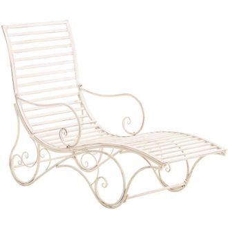 Clp Chaise longue chilienne en fer - Couleur cr&egrave;me antique - Design classique fait main - Stabilit&eacute; et long&eacute;vit&eacute; garanties