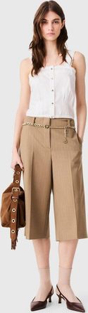 Maje Bermuda Tailleur &Agrave; Plis - Beige - 34 - Maje