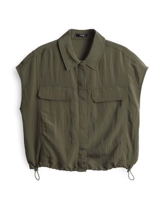 OPUS Damen Kurzarmbluse | Crashbluse FROPI Regular mit Utility Details Olive Leaf, M