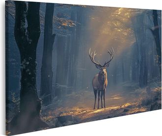 Islandburner Bild auf Leinwand Hirsch im magischen Sonnenlicht des Waldes für Wohnzimmer Naturliebhaber Boutique Bilder Wandbilder Poster