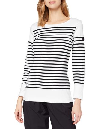 Armor Lux Damen Mariniã¨re Amiral Femme Langarmshirt, Mehrfarbig (Bi9 Blanc/Rich Navy Bi9), 44 (Herstellergröße: 5)