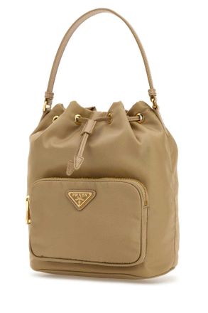 Prada Womens Beige Re-Nylon Duet Bucket Bag Cammello Borse A Secchiello