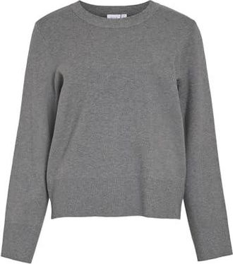 Vila Pull en Maille Col Rond Medium Grey Melange S Medium Grey Melange S