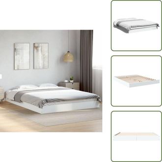 vidaXL The Living Store Bettgestell ohne Matratze Wei&szlig; 160x200 cm Holzwerkstoff - Bettes Gestell - Doppelbett - Holzrahmen - Wei&szlig;es Bett - Modernes Bett