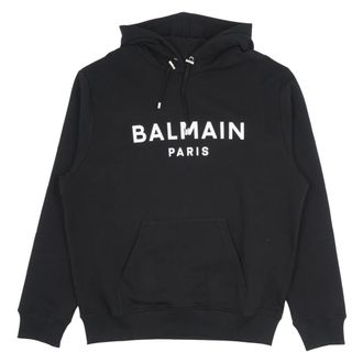 Balmain Homme, Sweatshirts et sweats &agrave; capuche, Noir, Taille: XL Sweat &agrave; capuche avec logo imprim&eacute;