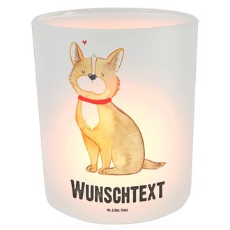 Mr. & Mrs. Panda Personalisiertes Windlicht Hund Gl&uuml;ck - Personalisierte Geschenke, Hundebesitzer, mit Namen, Windlichtgl&auml;ser, Herz, Windlichter, f&uuml;r Teelichter, Kerze