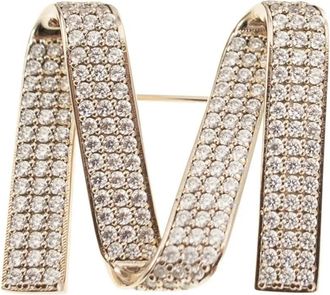 Max Mara Halskette - Mgrosgrainpind - M Pin With Rhinestones - Gr. unisize - in Gold - f&uuml;r Damen