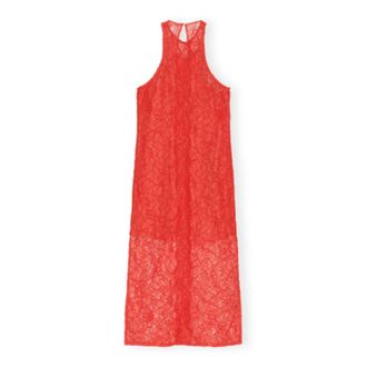 Ganni Rotes Spitzen-Midikleid - - Dresses - Damen - Rot - S