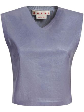 Marni Cropped-Top aus Leder - Grau