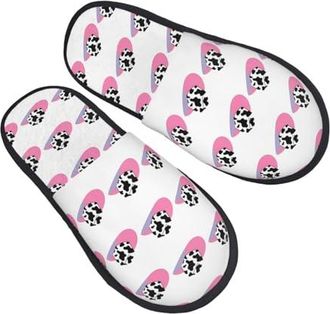 Generic Pantoufles Motif De Vache Noir Et Blanc Épais Pantoufles En Coton Confortable Chaussons Pour Chambre De Camping Hôtels M