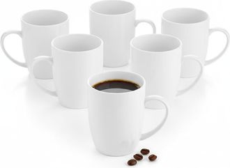 Wilmax England Wilmax - Teetassen & Kaffeetassen - 6er Set - 460ml - Kaffeebecher Porzellan - Becherset - Tasse f&uuml;r Tee, Kaffee, Cappuccino - Porzellantassen mit Gri