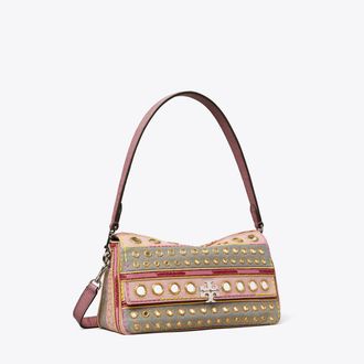 Tory Burch Damen Kleine verzierte Charlie Schultertasche