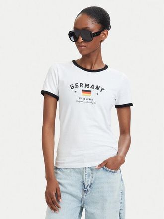Guess T-Shirt W6YI16 K3995 Wei&szlig; Slim Fit