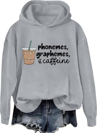 Generic Sweat-shirt surdimensionn&eacute; pour femme - Sweat &agrave; capuche imprim&eacute; - Manches longues - Veste de surv&ecirc;tement 2026 - Automne - Hiver - Manteau long - Pull 