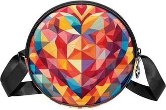 Generic Petit sac &agrave; bandouli&egrave;re circulaire pour femme, petit sac &agrave; bandouli&egrave;re g&eacute;om&eacute;trique avec fermeture &eacute;clair, bretelles r&eacute;glables, sac &agrave; main rond d&eacute;contr