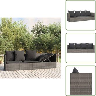vidaXL Outdoor-Loungebett mit Kissen Grau Poly Rattan - Outdooreinrichtung - Lounge M&ouml;bel - Gartenlounge - Sonnenbett - Relaxsessel