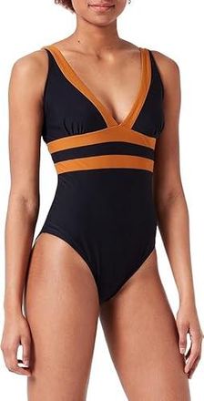 Haute Pression Femme T1018 Co1 Maillot de bain une pi ce, Caramel/Noir, 48 Grande taille EU