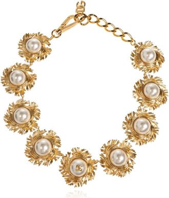 Dolce & Gabbana Kurze Halskette mit k&uuml;nstlichen Perlen - - Accessories - Damen - Gelb - ONE SIZE