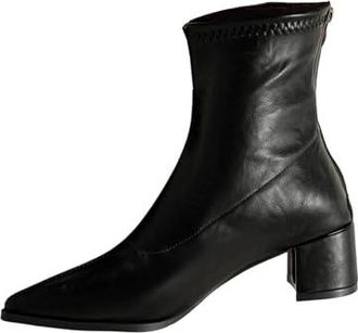 Generic Bottes &agrave; talon &eacute;pais pour femme - Confortables et &eacute;l&eacute;gantes - Bout pointu - Couleur unie - Fermeture &eacute;clair dans le dos - Bottines classiques pour le 