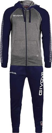 Givova Mens Tuta Italia 103 in Felpa Con CAPP. E Banda Passen, Dunkel-Melange-Grau/Blau, XS
