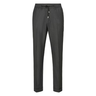 Philipp Plein Homme, Pantalons, Gris, Taille: 5XL Wool Pinstripe Jogging Pantalons