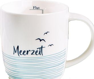 Gilde 51848 - Kaffeebecher, Tasse, Maritim, Meerzeit, Porzellan, 8,5cm x 12cm x 9cm, 380ml