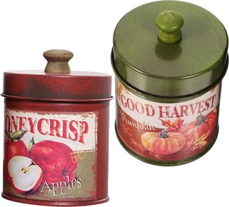 BESPORTBLE 2Stücke Teiliges Vintage Eisenkanister mit Deckel Retro Blumentöpfe für Außen Dekorative Aufbewahrung für Küche und Garten Robuste Metallbehälter für 