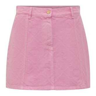 Casablanca Monogram Denim Skirt - - Skirts - Damen - Rosa - W30