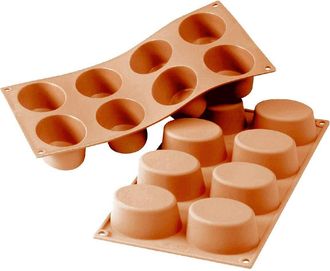 Silikomart | SF055 Silikonform für OVAL Monoportions, antihaftbeschichtet, 8 Kavitäten, 1er Pack Kuchenform, 75 x 55 mm, h 35 mm, Made in Italy