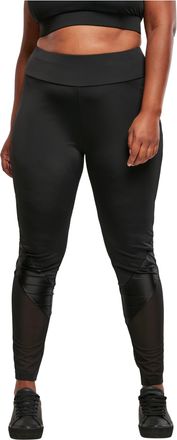 Urban Classics Damen Leggings Ladies Highwaist Mixed Tech Leggings Black/Black M