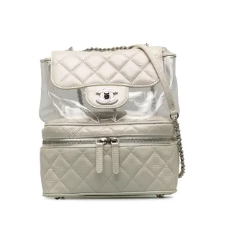 Chanel Quilted Whiter Leather Aquarium Backpack