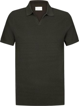 Profuomo Strick-Poloshirt mit Tencel und Variokragen in Reiskornstruktur in