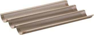 Zenker 3er Baguetteblech - Perfekt für knusprige Baguettes, Antihaftbeschichtung, hitzebeständig bis +230°C, Gold