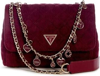 Guess Giully II Sac à main convertible à rabat 2 compartiments pour femme, Rouge, Taille unique