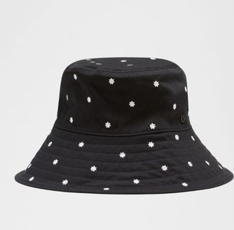 lululemon Kappe mit breiter Krempe aus Baumwoll-Twill - Gr&ouml;&szlig;e M/L in Star Flower Embroidery Black White