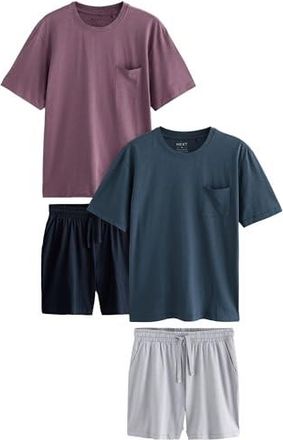 Next Homme Ensemble Pyjama Short en Jersey, Lot de 2 Blue/Purple L