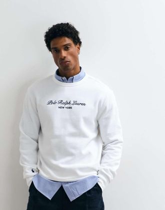 Polo Ralph Lauren Sweat-shirt avec grand logo manuscrit - Blanc