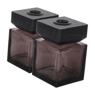 Valiclud 2 ST&Uuml;CK Quadratische Glas Aromatherapie Diffusor Flaschen mit Holzdeckel Nachf&uuml;llbare &Auml;therische &Ouml;l Beh&auml;lter f&uuml;r Raumduft Zuhause Auto Hotel Langlebig