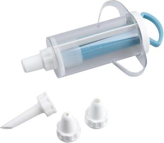 Zenker 42805 Seringue de décoration de gâteau avec 4 embouts, seringue à pâtisserie, poche à douille, Plastique, Bleu, 22,6 x 11,6 x 5 cm
