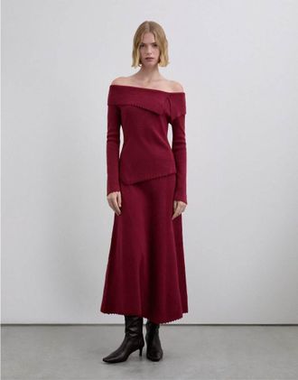 Scalpers Jupe densemble asym&eacute;trique en maille - Rouge