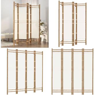 vidaXL 4-tlg. Paravent Faltbar 160 cm Bambus und Canvas - Bambus Raumteiler - Paravent - Raumtrenner - Wandabtrennung - Wohnraumgestaltung - Home & Living