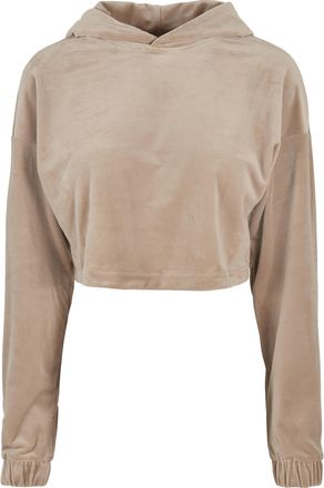 Urban Classics Damen Kapuzenpullover Ladies Cropped Velvet Oversized Hoody softtaupe L