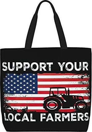 Generic Sac Fourre-Tout Soutenez Vos Agriculteurs Locaux Sac &Agrave; Bandouli&egrave;re En Toile R&eacute;utilisable Personnaliser Sacs &Agrave; Main, Pour &Eacute;cole, Femmes, Shopping, Tous