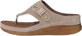 Generic Tongs compensées pour femme - Sandales dété pour femme - Sandales compensées des années 70 - Confortables - Antidérapantes - Chaussures de plage ouver