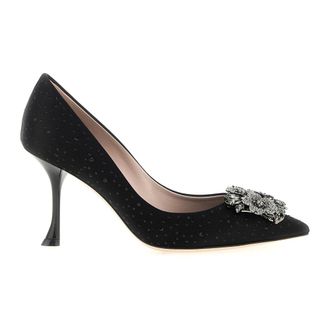 Roger Vivier Femme, Chaussures, Noir, Taille: 38 1/2 EU Escarpins Efflorescence en satin
