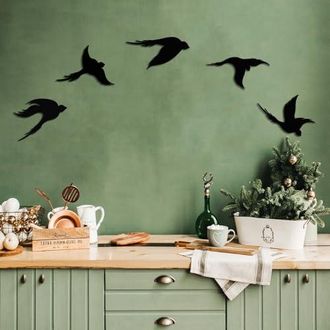 Hanah Home Stylish Black Decorative Metal Wall Accessory Set (5 Pieces) | 100% Steel, 1 mm Thick | Perfect for Home Decor & Modern Spaces, Lightweight & Durable