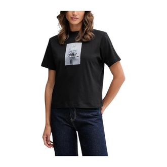 Calvin Klein Boxy Blumen Box Tee - - Tops - Damen - Schwarzk - S