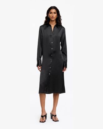 Arket Seidenkleid Mit Knopfleiste -Grau